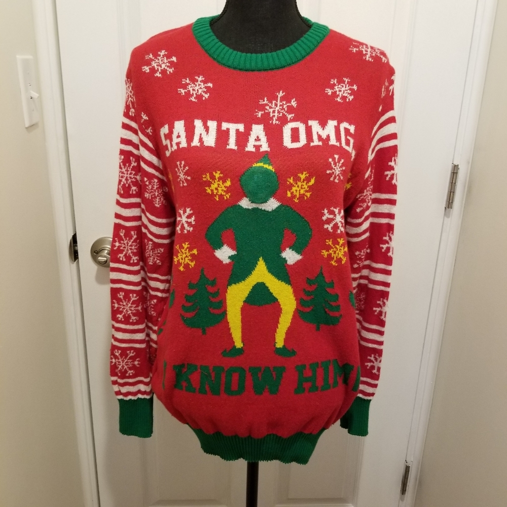 Talking Buddy The Elf Ugly Christmas Sweater Sz S - Gem